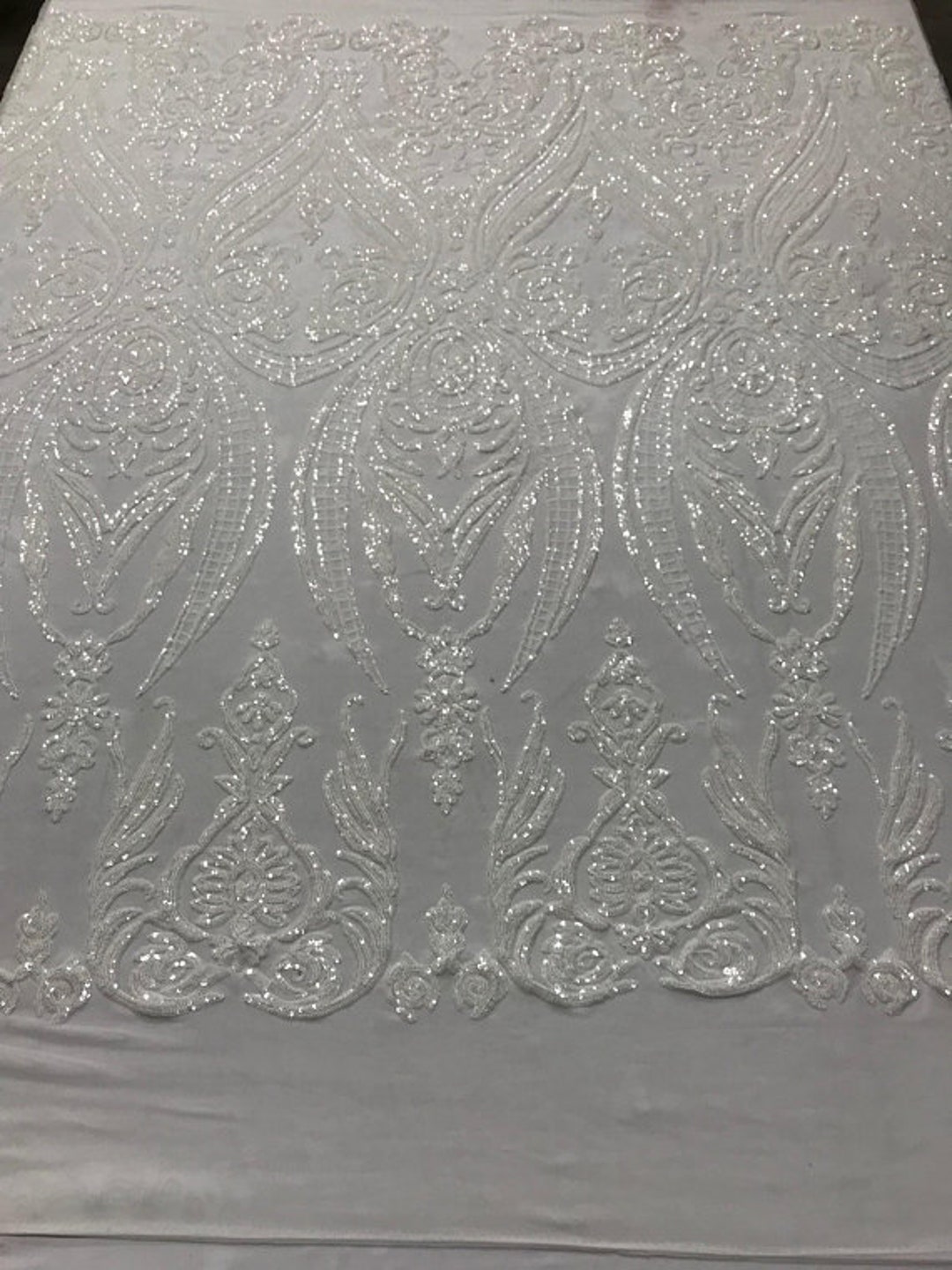 Geometric Archangel Damask Sequins on Stretch Power Mesh Fabric by the ...