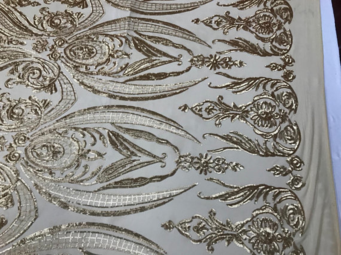 Geometric Archangel Damask Sequins on Stretch Power Mesh Fabric by the ...