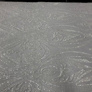 Geometric Archangel Damask Sequins on Stretch Power Mesh Fabric by the ...
