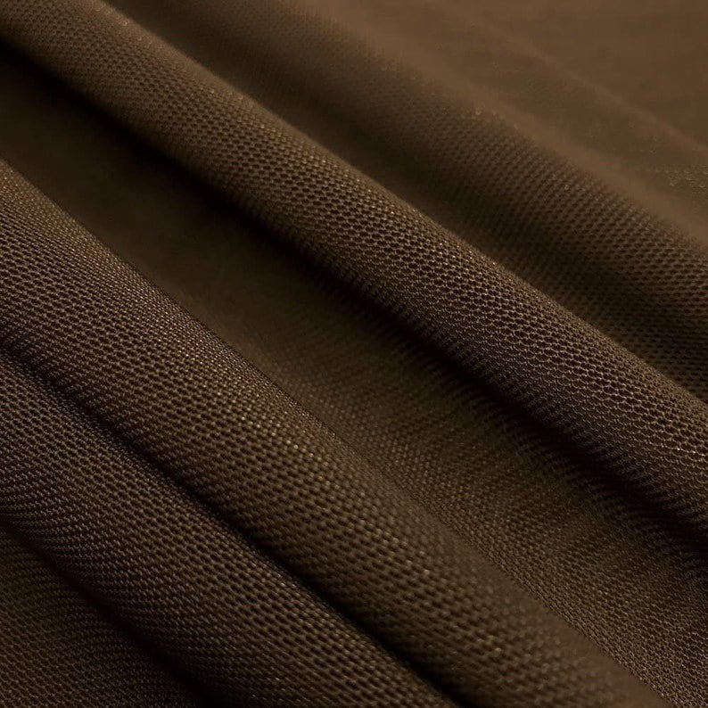 Solid Stretch Power Mesh Fabric Nylon Spandex Sold by the Yard. Brown ...