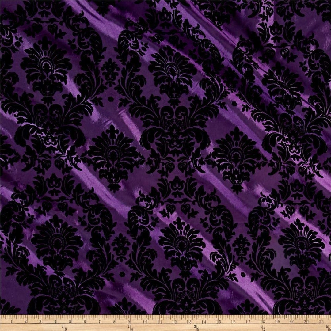 Royalty Flocked Damask Taffetta Light Plum/black, Fabric by the Yard - Etsy