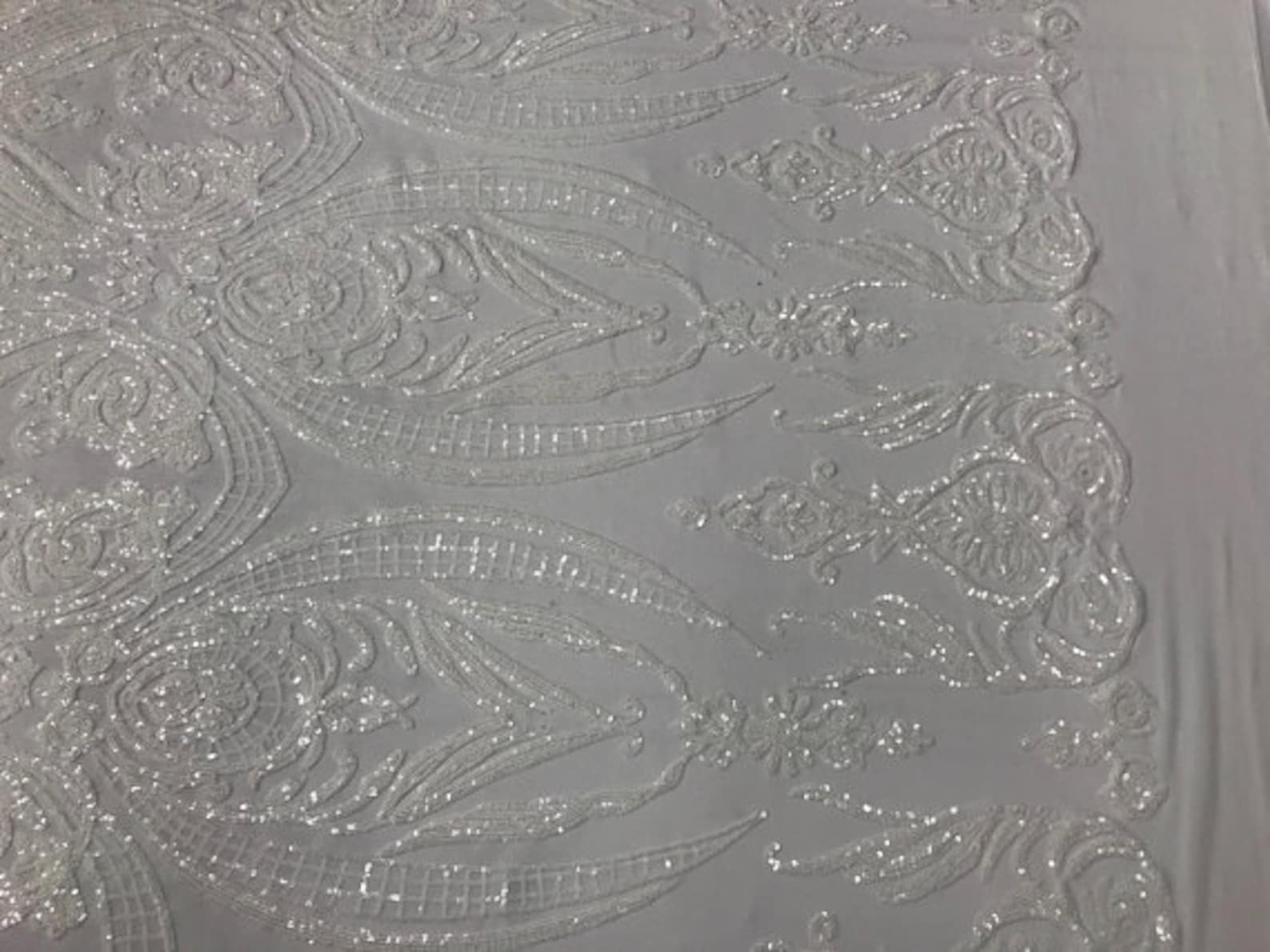 Geometric Archangel Damask Sequins on Stretch Power Mesh Fabric by the ...