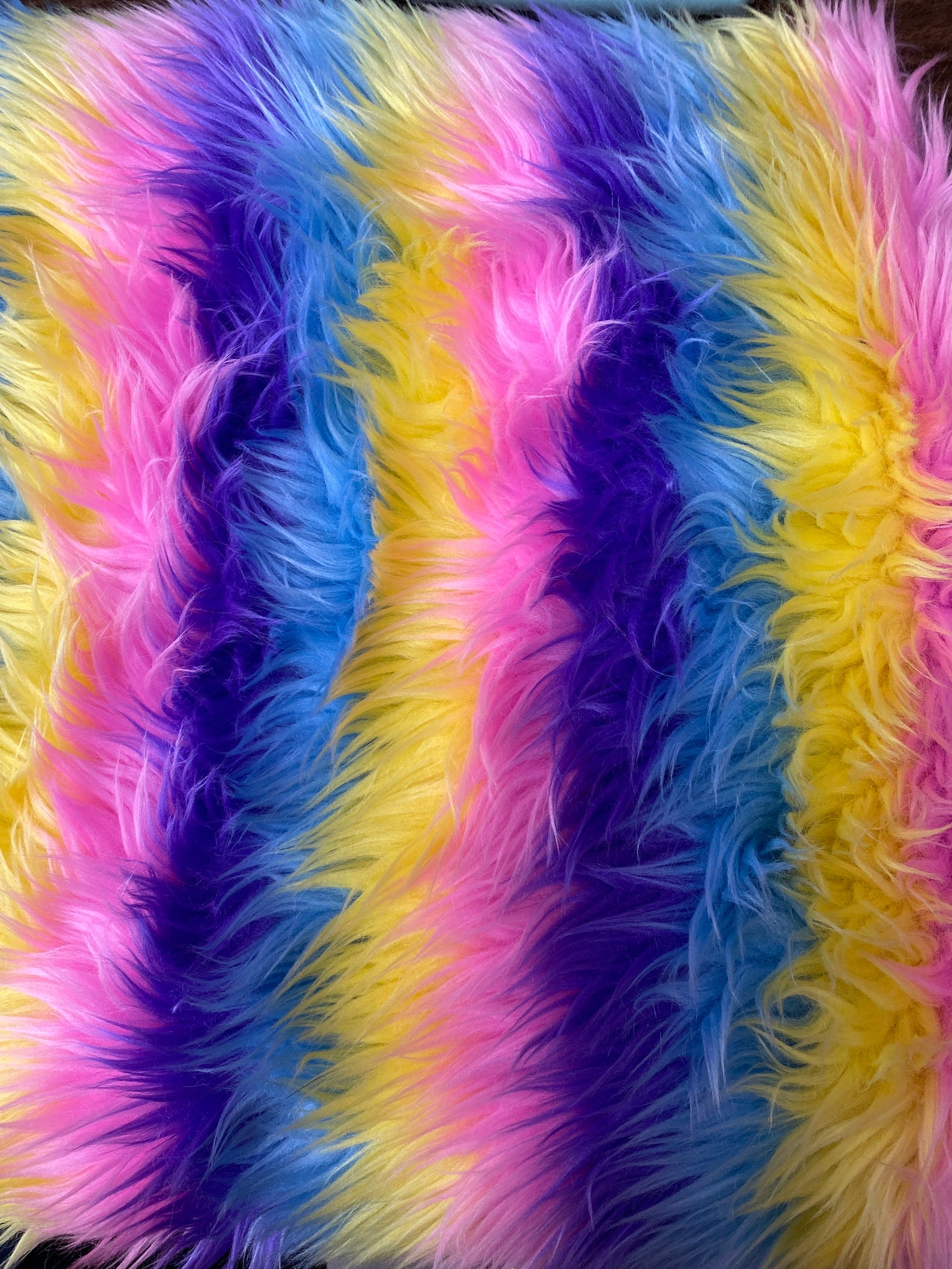 Shaggy Pastel Rainbow Stripe Faux Fur Fabric by the Yard Can - Etsy