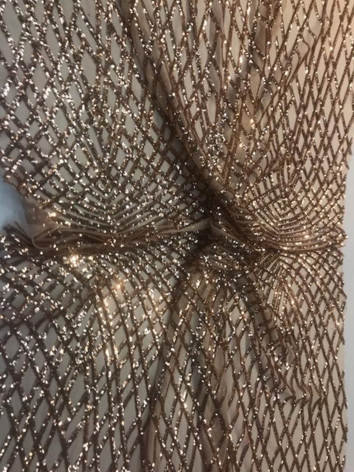 Princess Diamond Shiny Sequins On Mesh Fabric By The Yard Used | Etsy