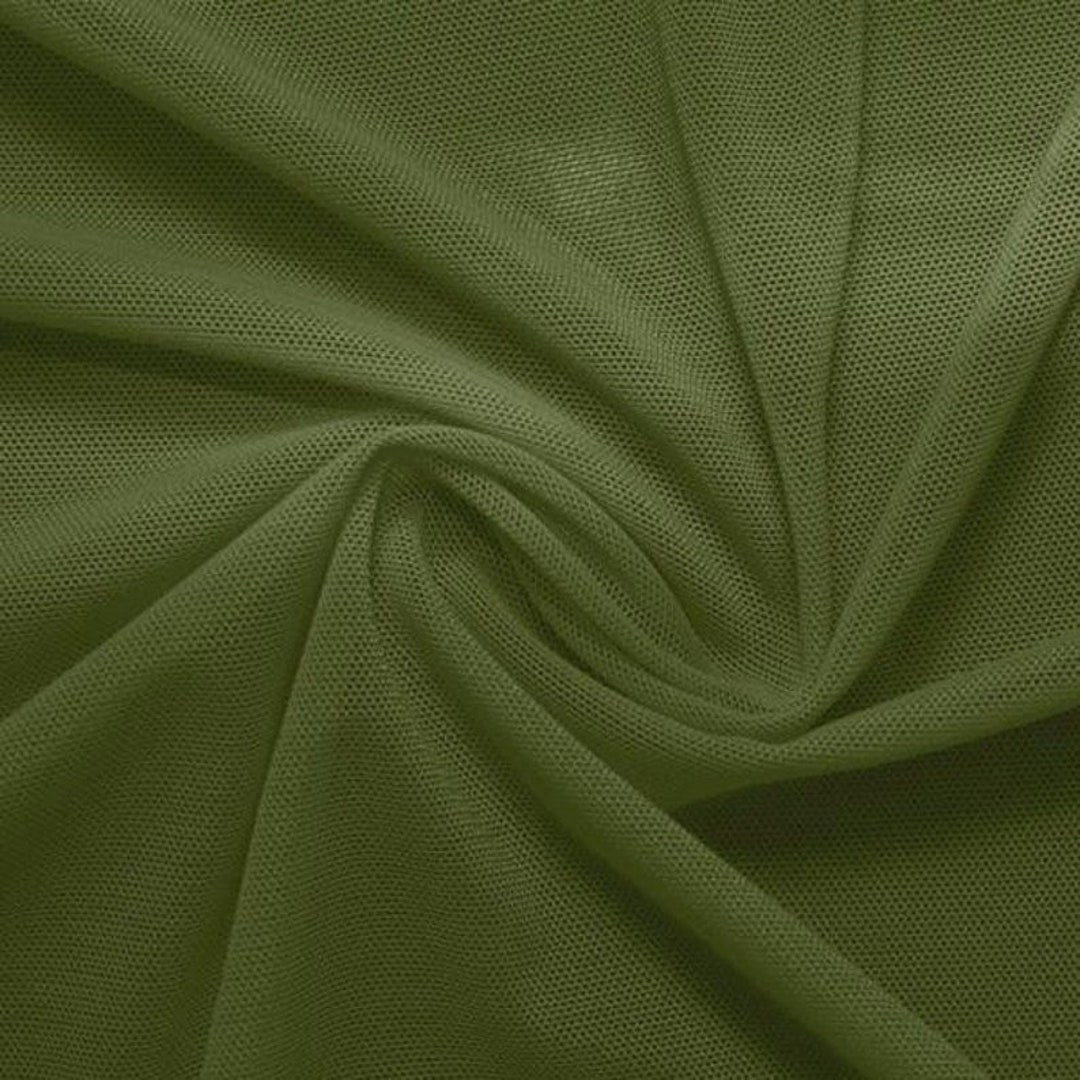 Solid Stretch Power Mesh Fabric Nylon Spandex Sold by the Yard. Olive ...