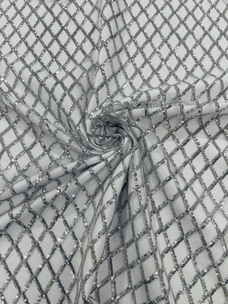 Diamond Design Mini Glitz Sequins on A Mesh Fabric. Silver - Etsy