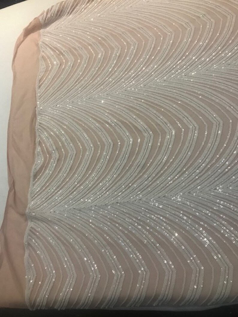 Wavy Curl Sequins on 4 Way Stretch Mesh Fabric by the Yard - Etsy