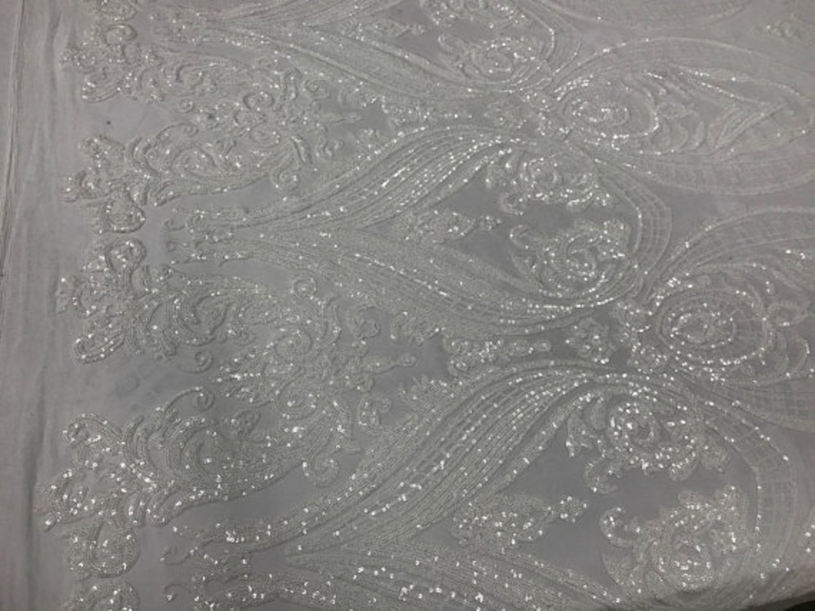 Geometric Archangel Damask Sequins on Stretch Power Mesh Fabric by the ...