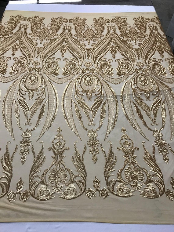 Geometric Archangel Damask Sequins on Stretch Power Mesh - Etsy