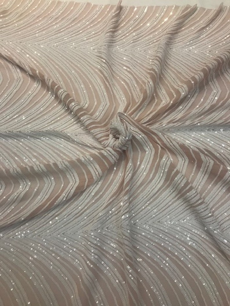 Wavy Curl Sequins on 4 Way Stretch Mesh Fabric by the Yard - Etsy
