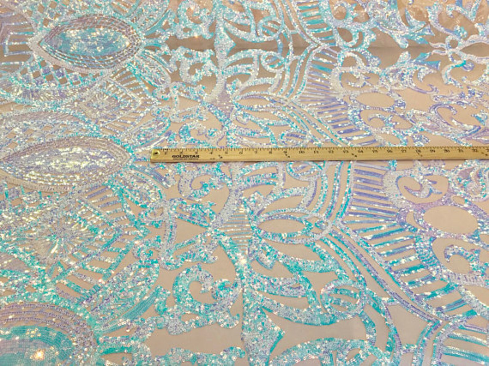 Geometric Pearl Sequins on Power Mesh Fabric Iridescent by the - Etsy