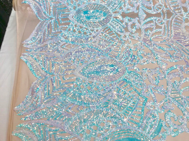 Geometric Pearl Sequins on Power Mesh Fabric Iridescent by the - Etsy
