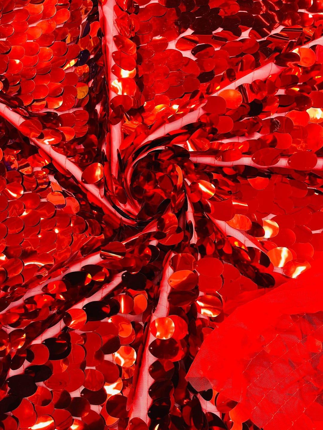 Red Iridescent Jumbo Sequins Oval Sequin Paillette/tear Drop Mermaid ...