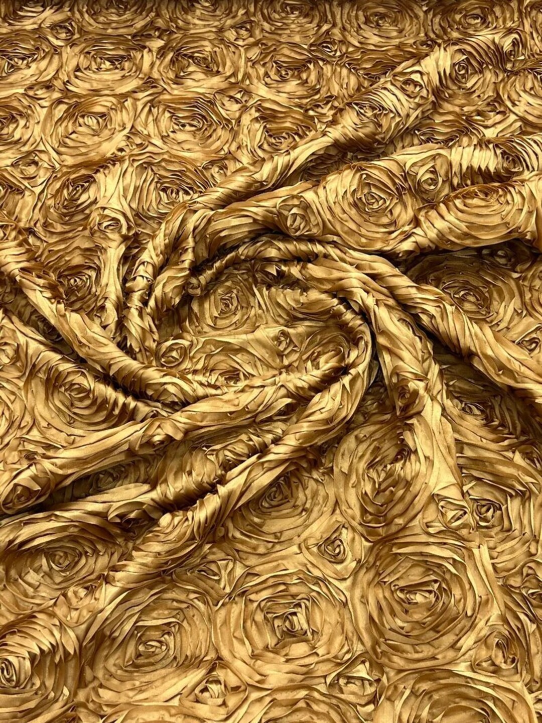 3D Rosette Embroidery Satin Rose Flowers Floral on a Satin Fabric by ...