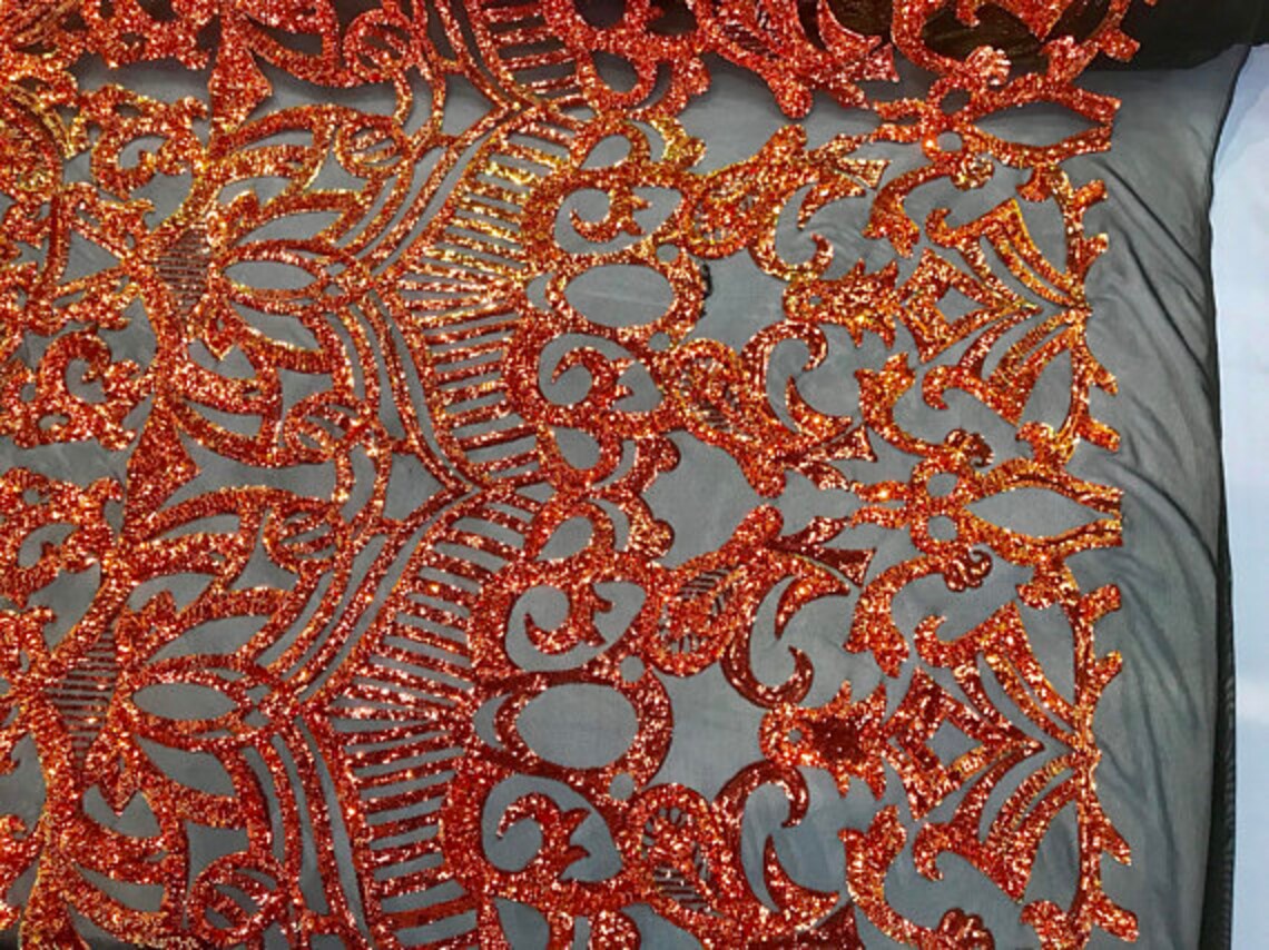 Geometric Pearl Sequins on Power Mesh Fabric Iridescent by the Yard ...
