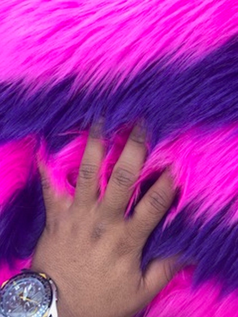 Shaggy 2 Tone Stripe Faux Fur Fabric by the Yard Can Be Used - Etsy