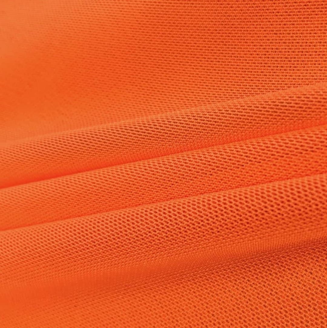 Solid Stretch Power Mesh Fabric Nylon Spandex Sold by the Yard. Orange ...