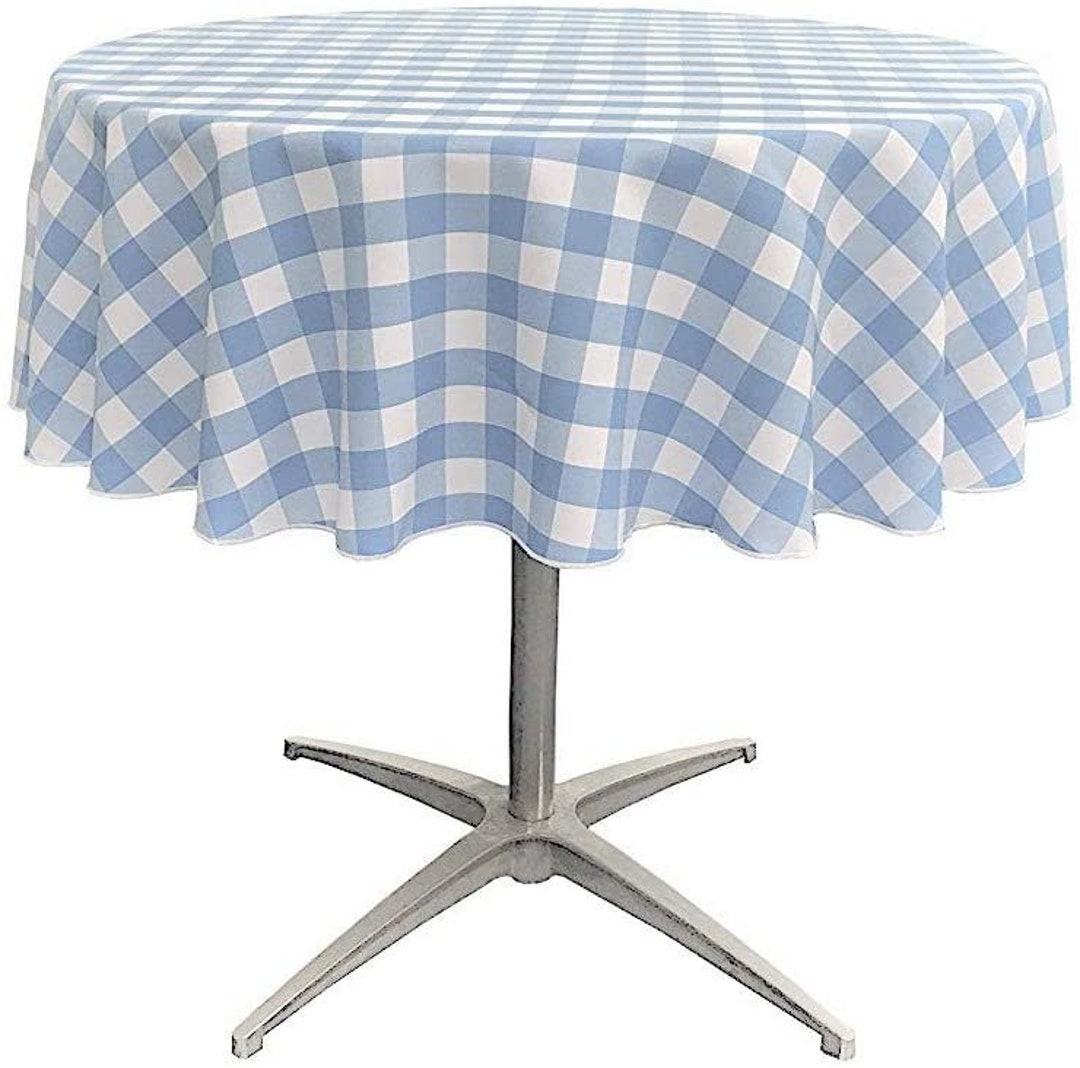 Polyester Checkered Gingham Plaid Round Tablecloth for Small Coffee ...