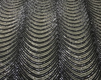 Wavy Curl Sequins On 4 Way Stretch Mesh Fabric By The Yard | Etsy