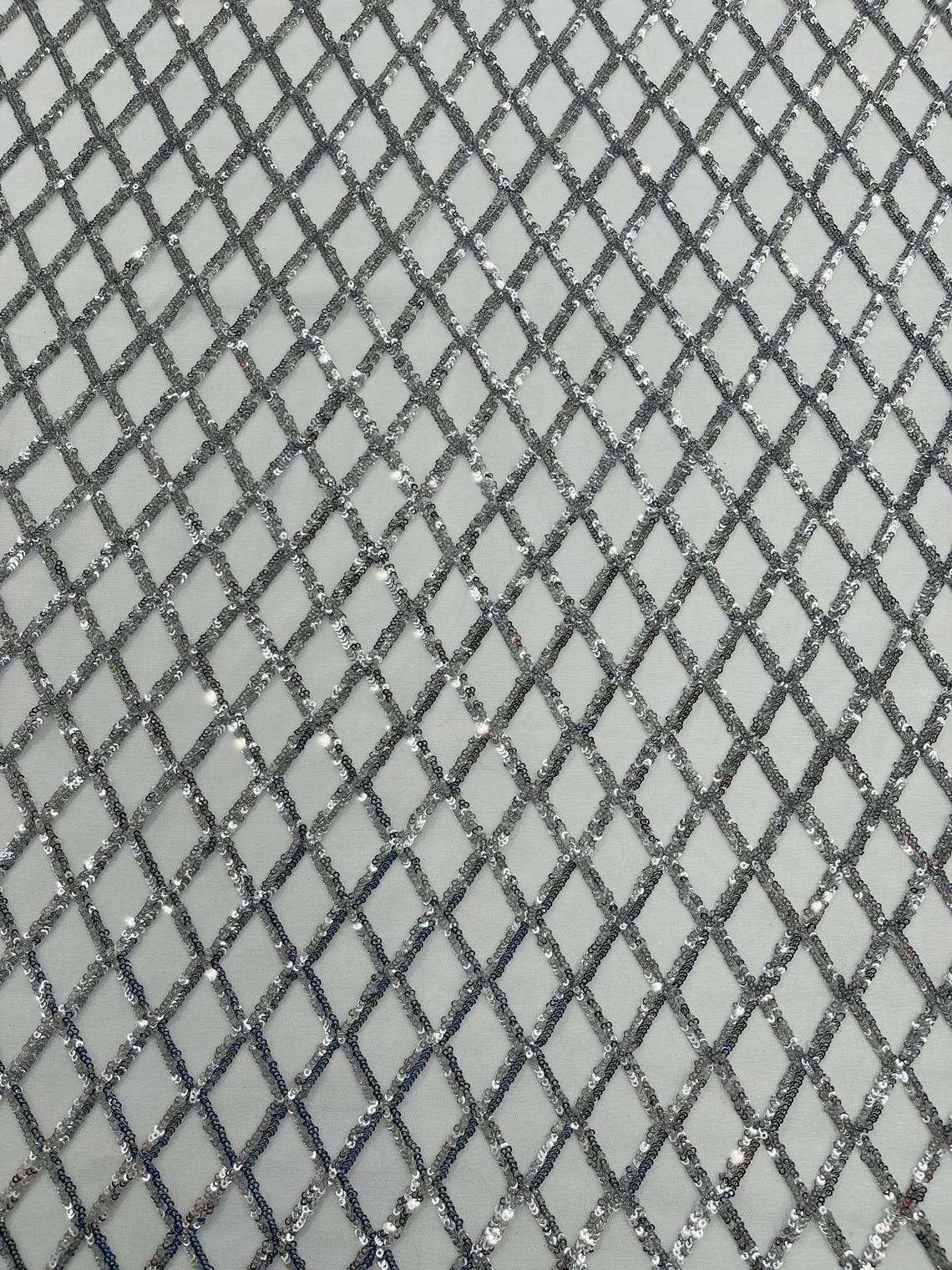 Diamond Design Mini Glitz Sequins on A Mesh Fabric. Silver - Etsy