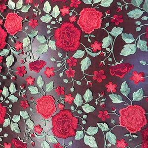 Multi-color Forever Roses Floral Design Lace on Mesh Fabric by the Yard ...