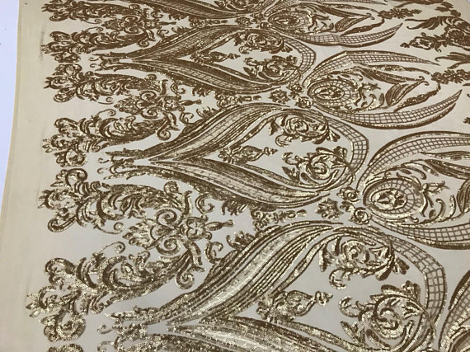 Geometric Archangel Damask Sequins on Stretch Power Mesh Fabric by the ...