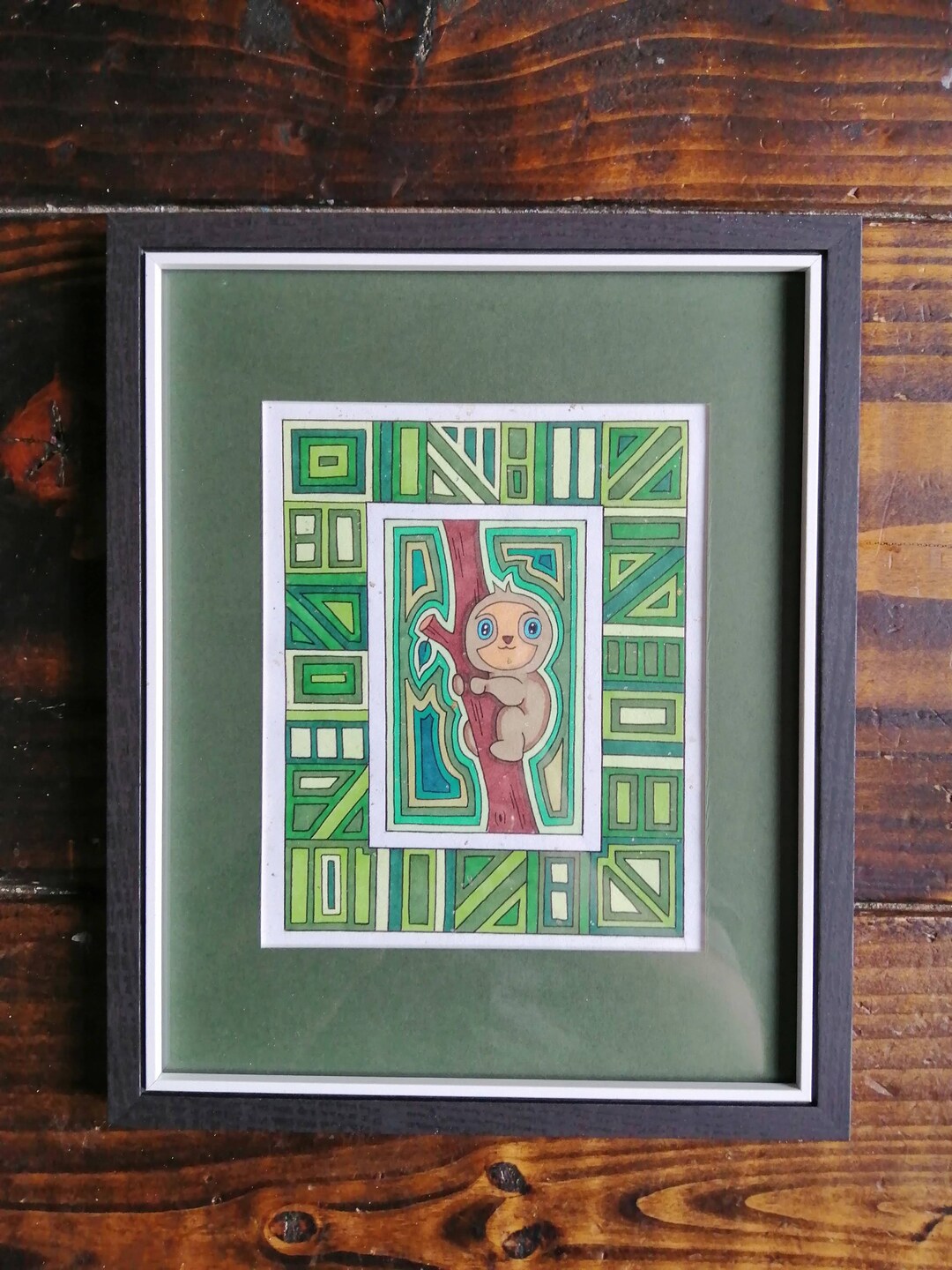 Cartoon Sloth With Green Border - Etsy