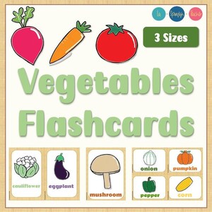 Vegetables Printable Flashcards, Veggies Vocabulary Cards, Card Games ...