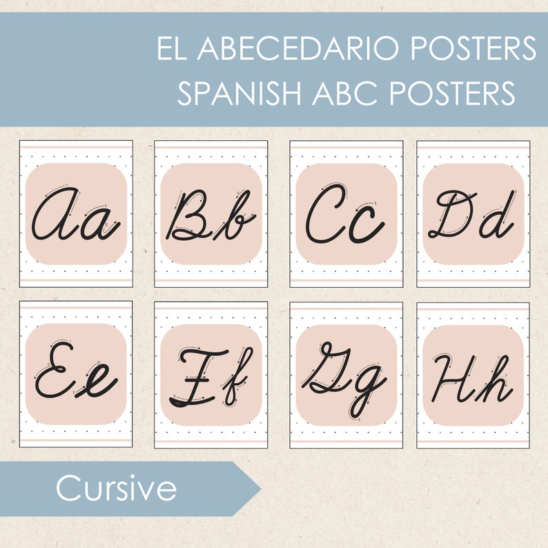 Spanish Alphabet Printable Posters, Spanish Vocabulary Posters ...