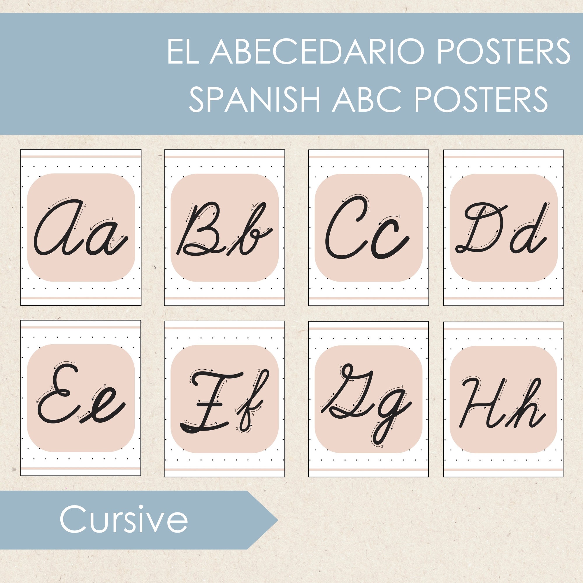 Spanish Alphabet Printable Posters, Spanish Vocabulary Posters ...