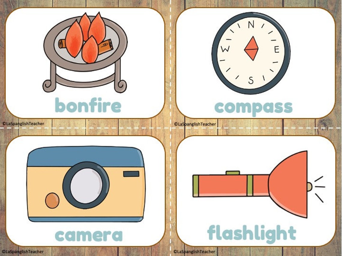 Camping Vocabulary Printable Flashcards, Camping Cards, Word Wall Cards ...