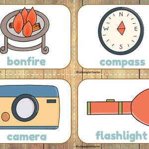 Camping Vocabulary Printable Flashcards, Camping Cards, Word Wall Cards ...