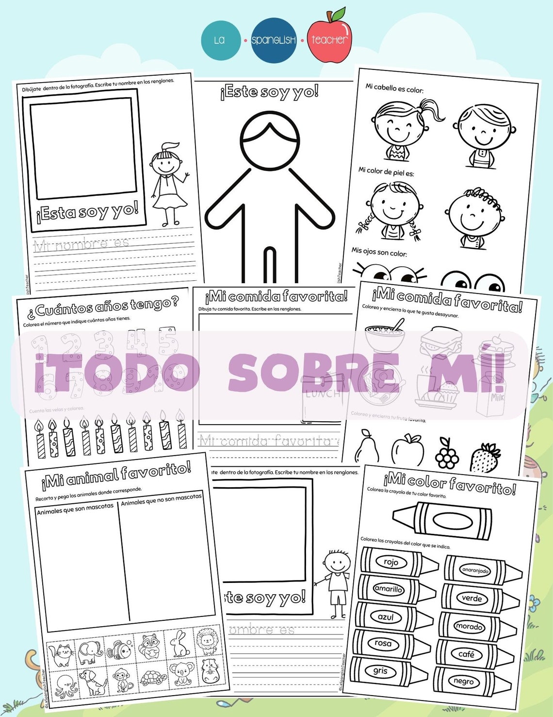 All About Me Spanish Unit Study, Todo Sobre Mí, All About Me Printables ...