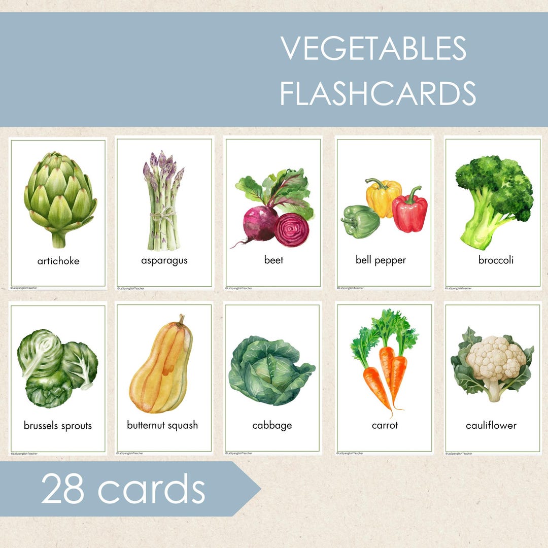 Vegetables Flashcards, Educational Printable Cards, Vegetables ...