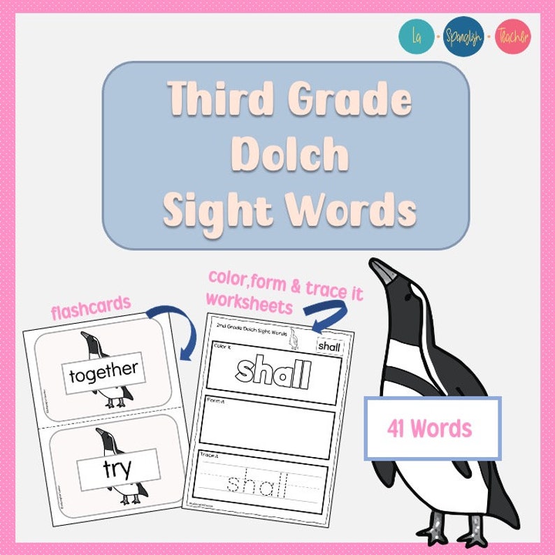 Third Grade Dolch Sight Words Flashcards and Worksheets, Learn to Read ...