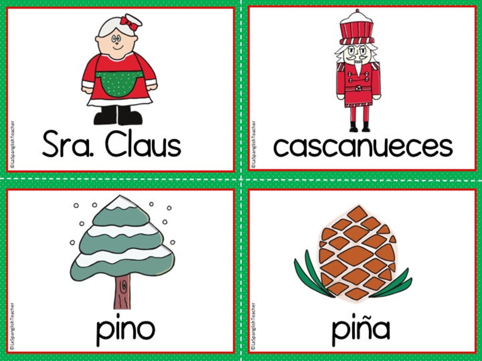 Spanish Christmas Flashcards, Spanish Christmas Vocabulary Cards ...