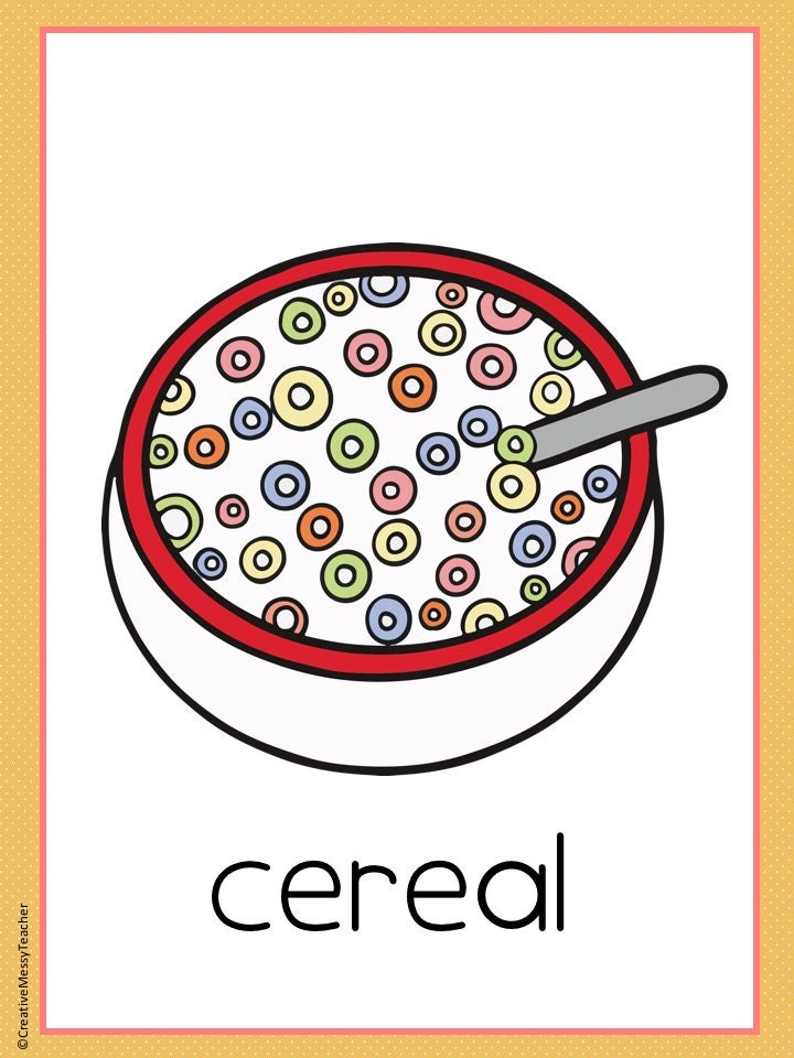 Spanish Breakfast Vocabulary Printable Flashcards, Spanish Word Wall ...