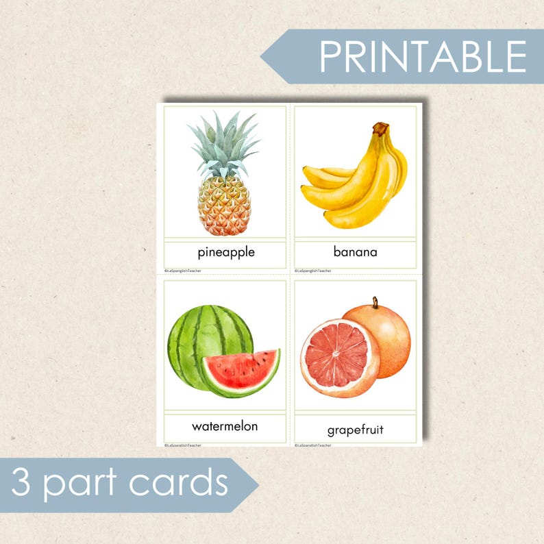 Fruits Flashcards, Educational Printable Cards, Fruits Vocabulary Cards ...