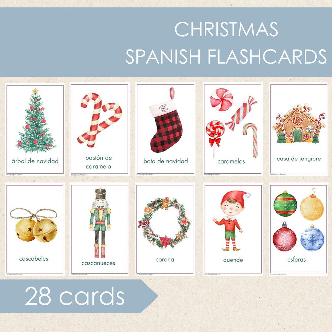 Spanish Christmas Flashcards, Montessori Learning (PDF) - Etsy