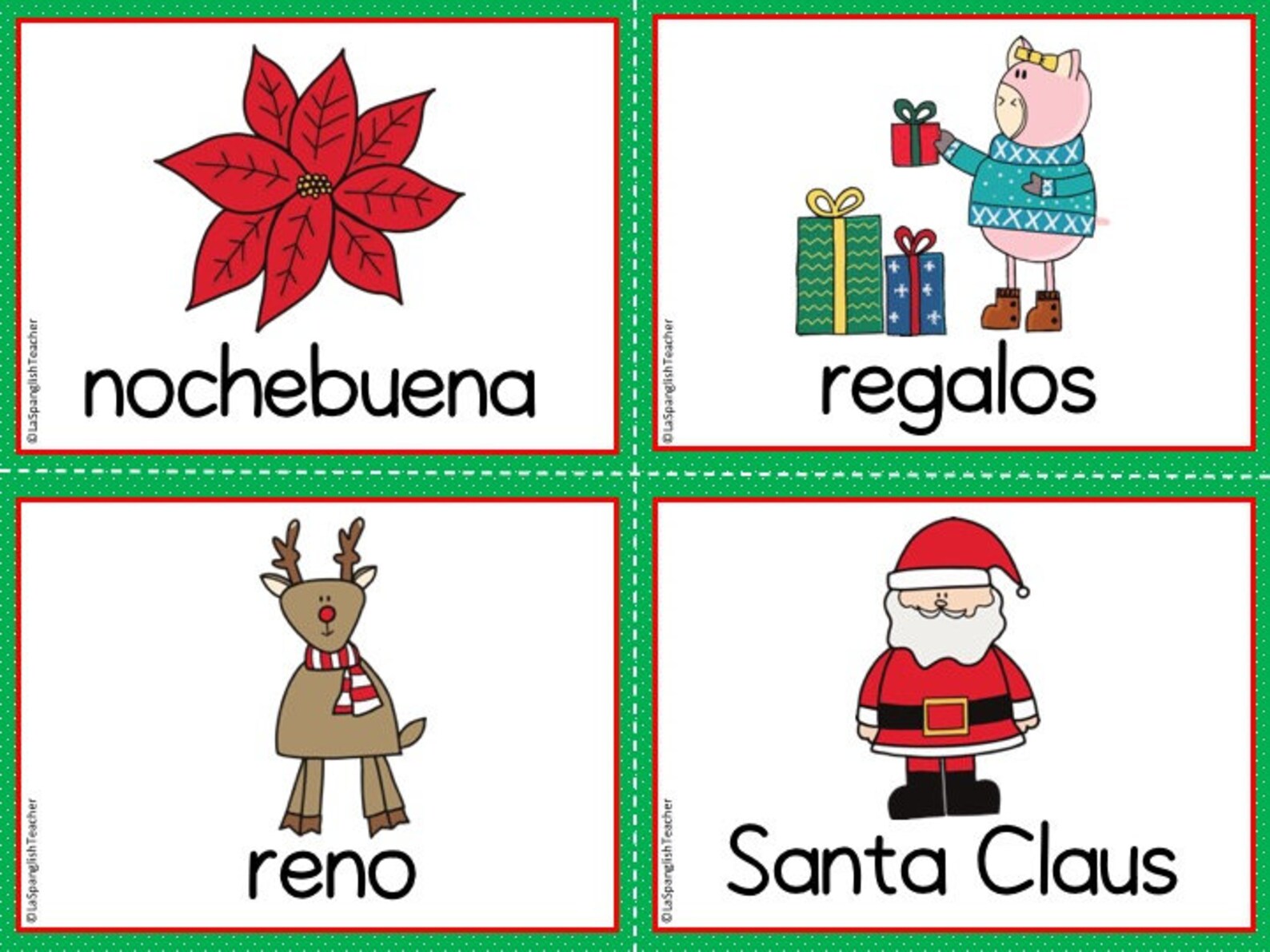 Spanish Christmas Flashcards, Spanish Christmas Vocabulary Cards ...
