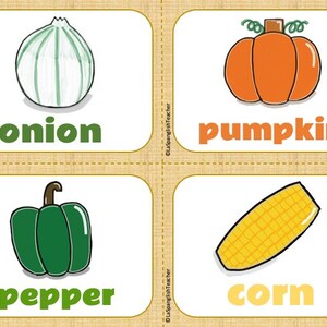 Vegetables Printable Flashcards, Veggies Vocabulary Cards, Card Games ...