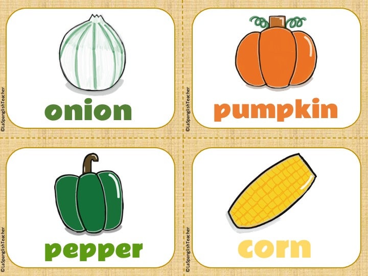 Vegetables Printable Flashcards, Veggies Vocabulary Cards, Card Games ...