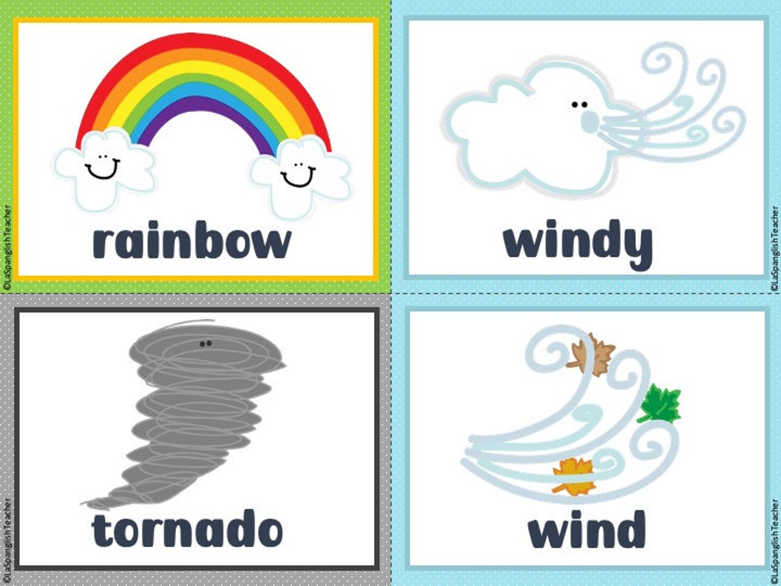 Weather Flashcards, Winter Vocabulary Cards, Memory Game Card for Kids ...