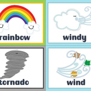 Weather Flashcards, Winter Vocabulary Cards, Memory Game Card for Kids ...