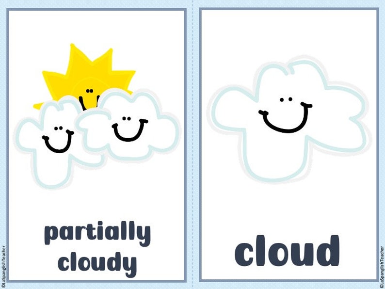 Weather Flashcards, Winter Vocabulary Cards, Memory Game Card for Kids ...