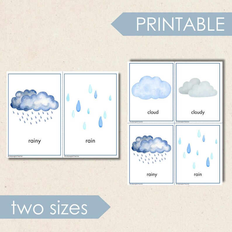 Weather Flashcards, Educational Printable Cards, Vocabulary Cards ...
