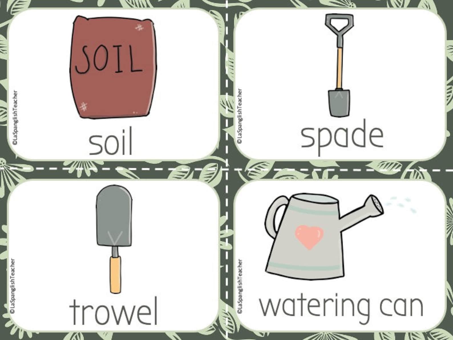 Gardening Vocabulary Printable Flashcards, Word Wall Cards, Gardening ...