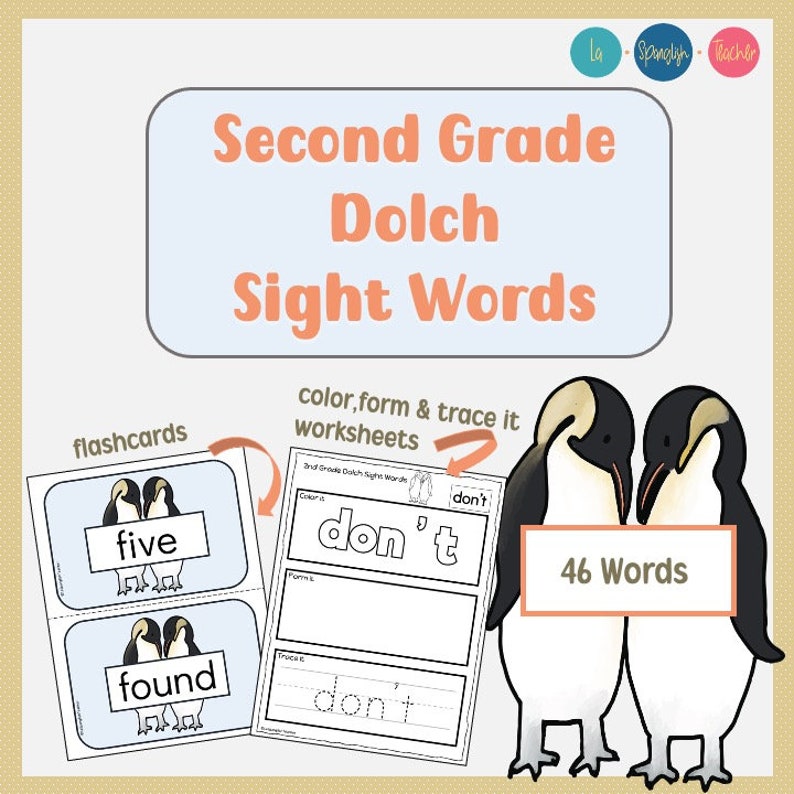 Second Grade Dolch Sight Words Flashcards and Worksheets, Learn to Read ...
