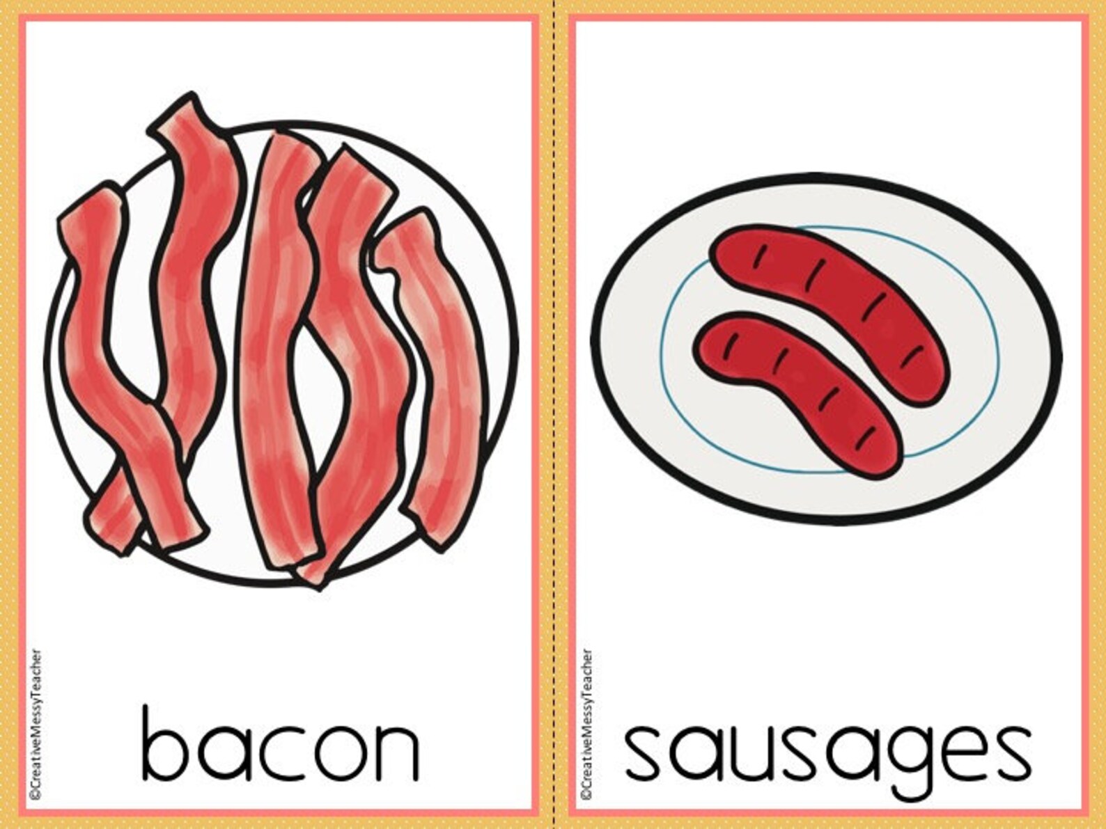 Breakfast Vocabulary Printable Flashcards, Word Wall Cards, Food Cards ...