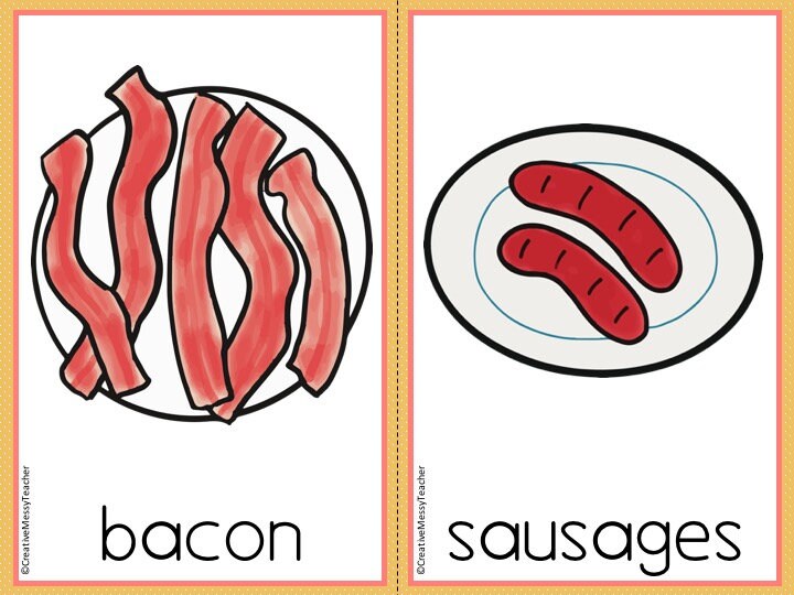 Breakfast Vocabulary Printable Flashcards, Word Wall Cards, Food Cards ...